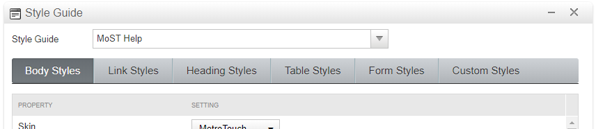 Setting Content Styles using the Style Guide | MoST V4 Help