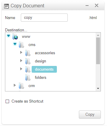 Copying a Document or Creating a Shortcut | MoST V4 Help