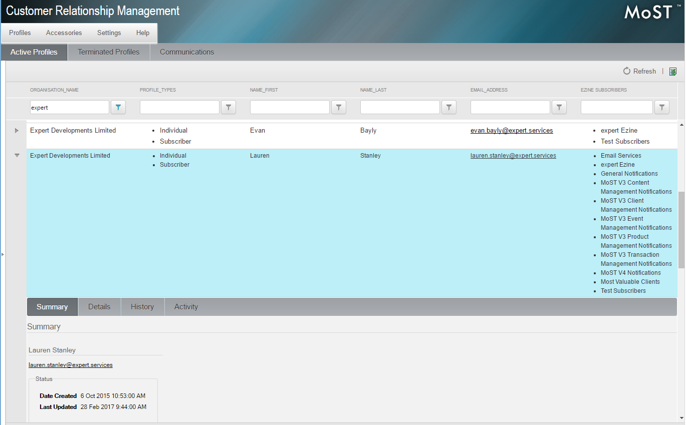 Editing a Profile | MoST V4 Help